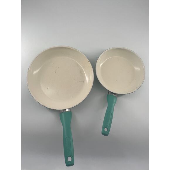 Green Pan | Kitchen | Green Pans Set Of 2 Non Stick Teal Cream | Poshmark